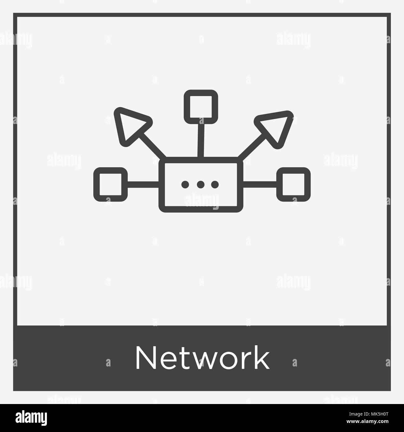 Network icon isolated on white background with gray frame, sign and ...