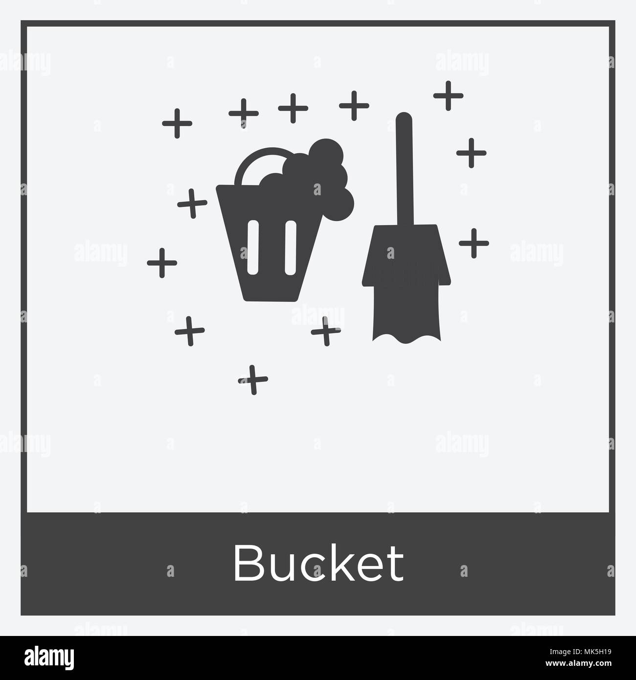 Bucket icon isolated on white background with gray frame, sign and ...