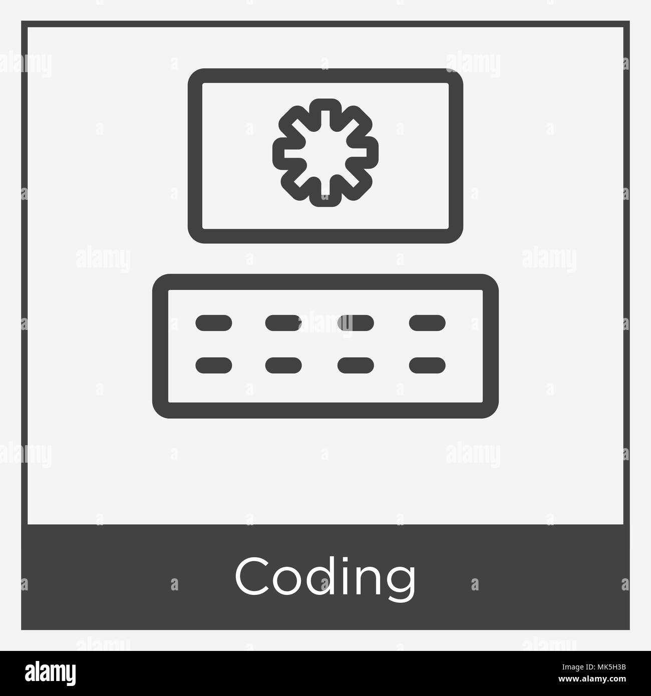 Coding icon isolated on white background with gray frame, sign and ...