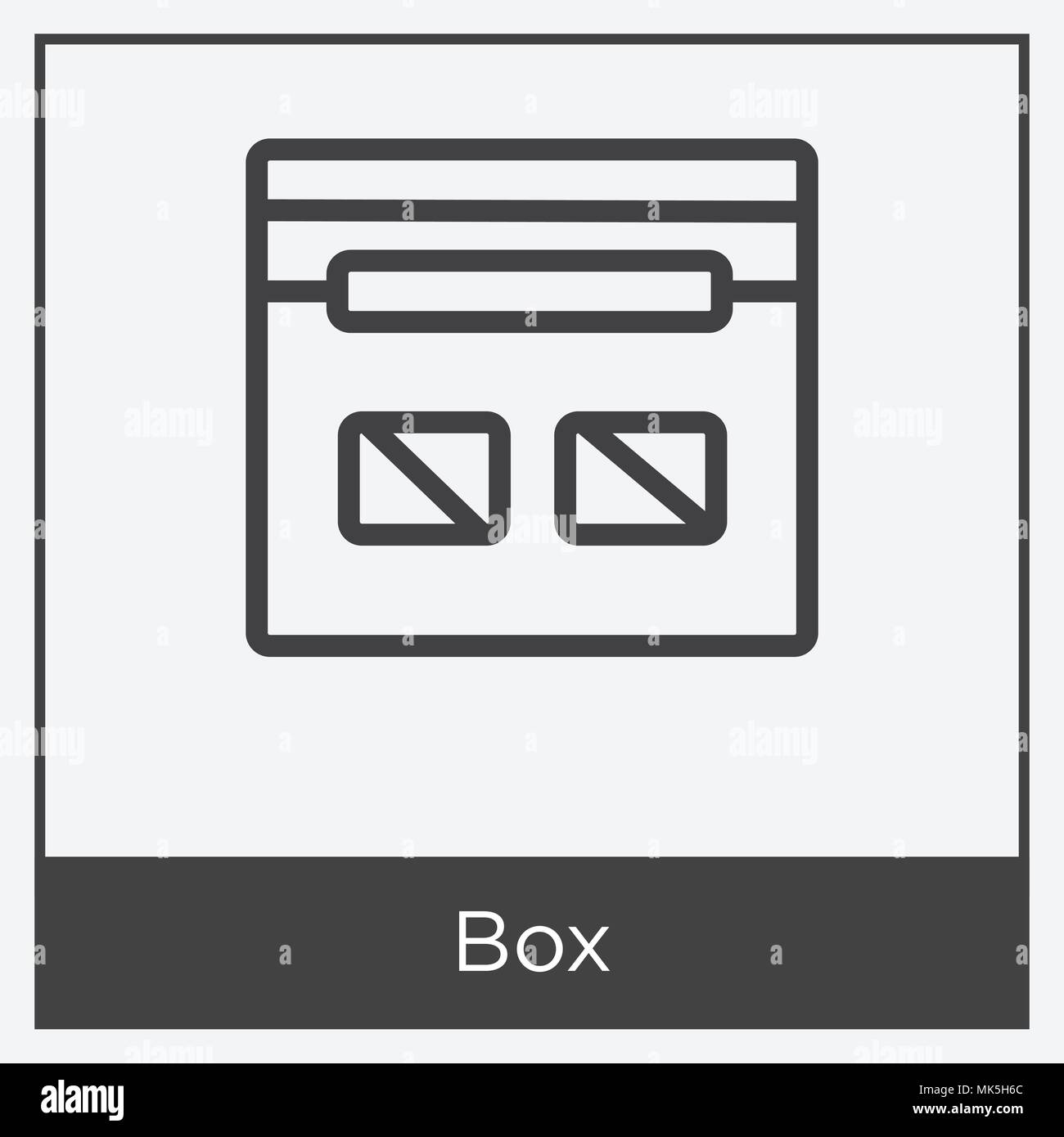 Box icon isolated on white background with gray frame, sign and symbol ...