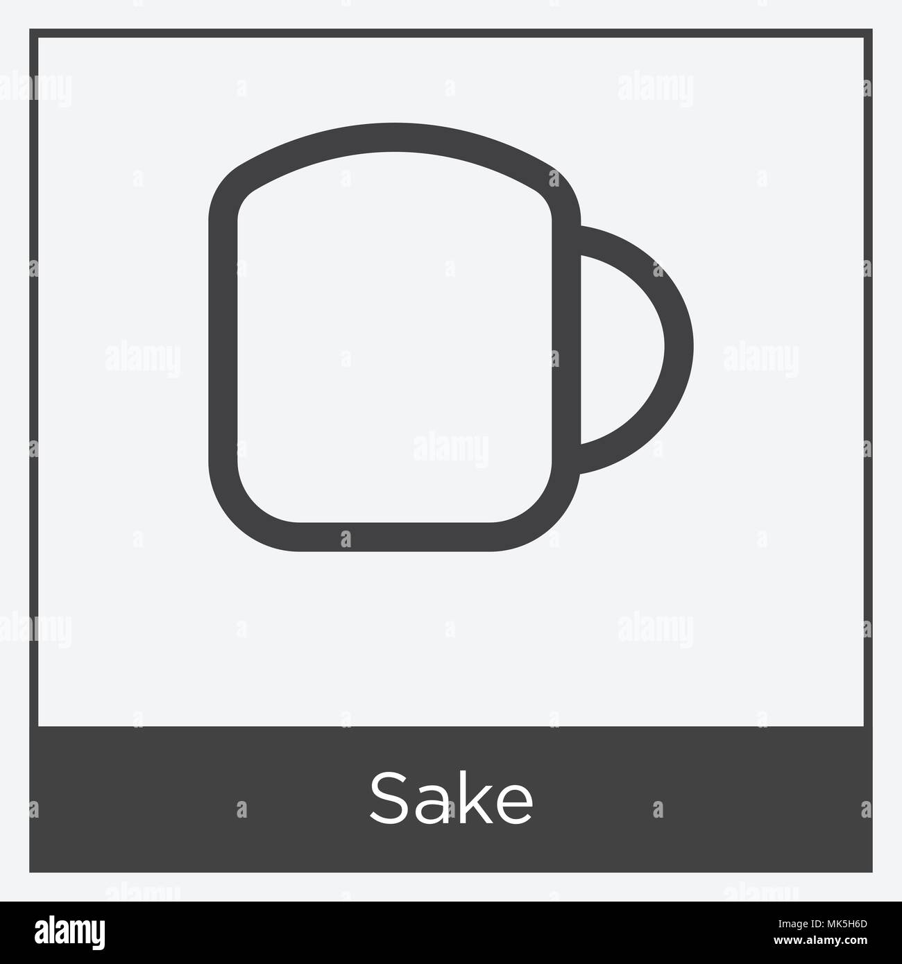 Sake icon isolated on white background with gray frame, sign and symbol ...