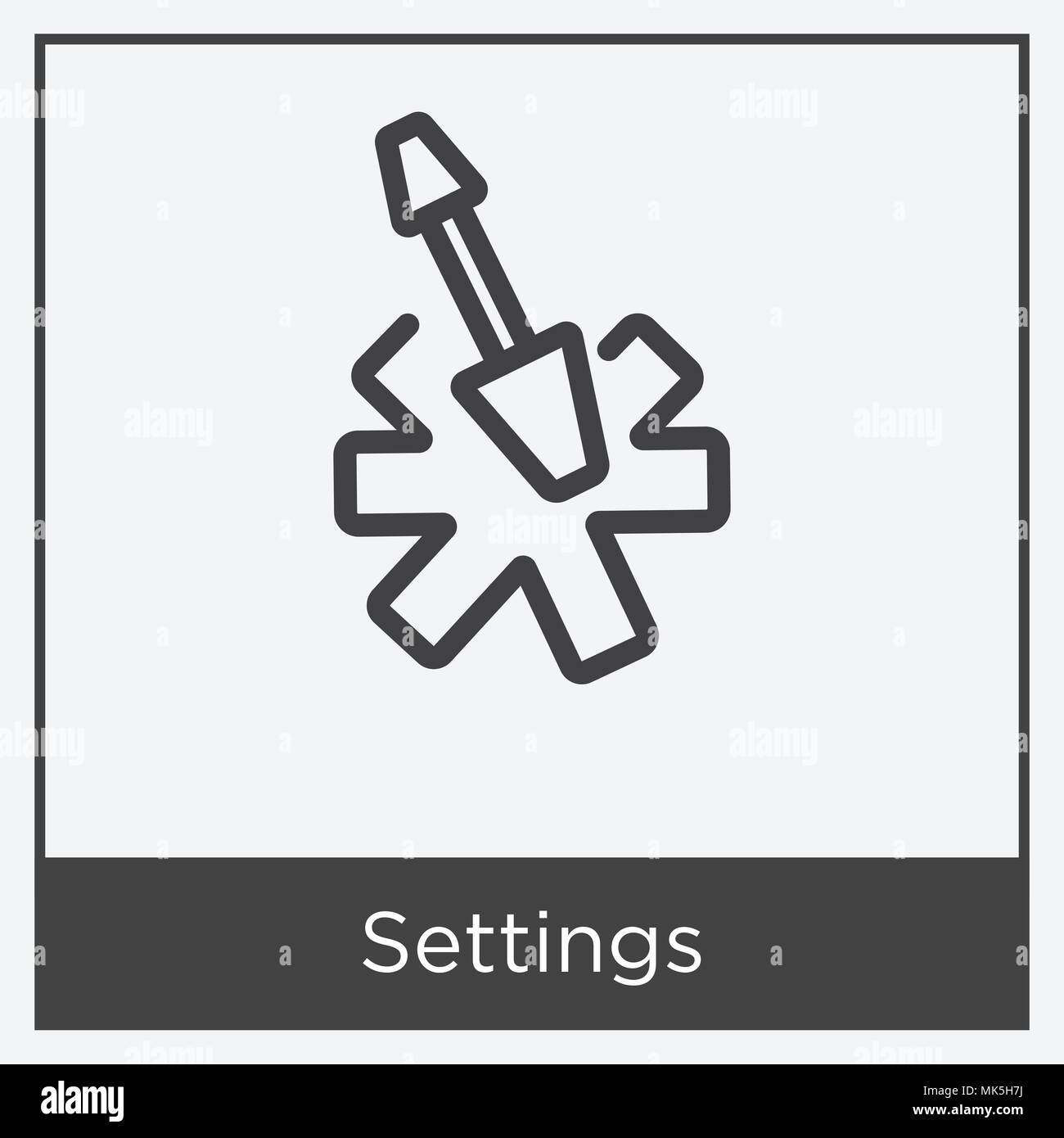 Settings icon isolated on white background with gray frame, sign and symbol Stock Vector Image ...