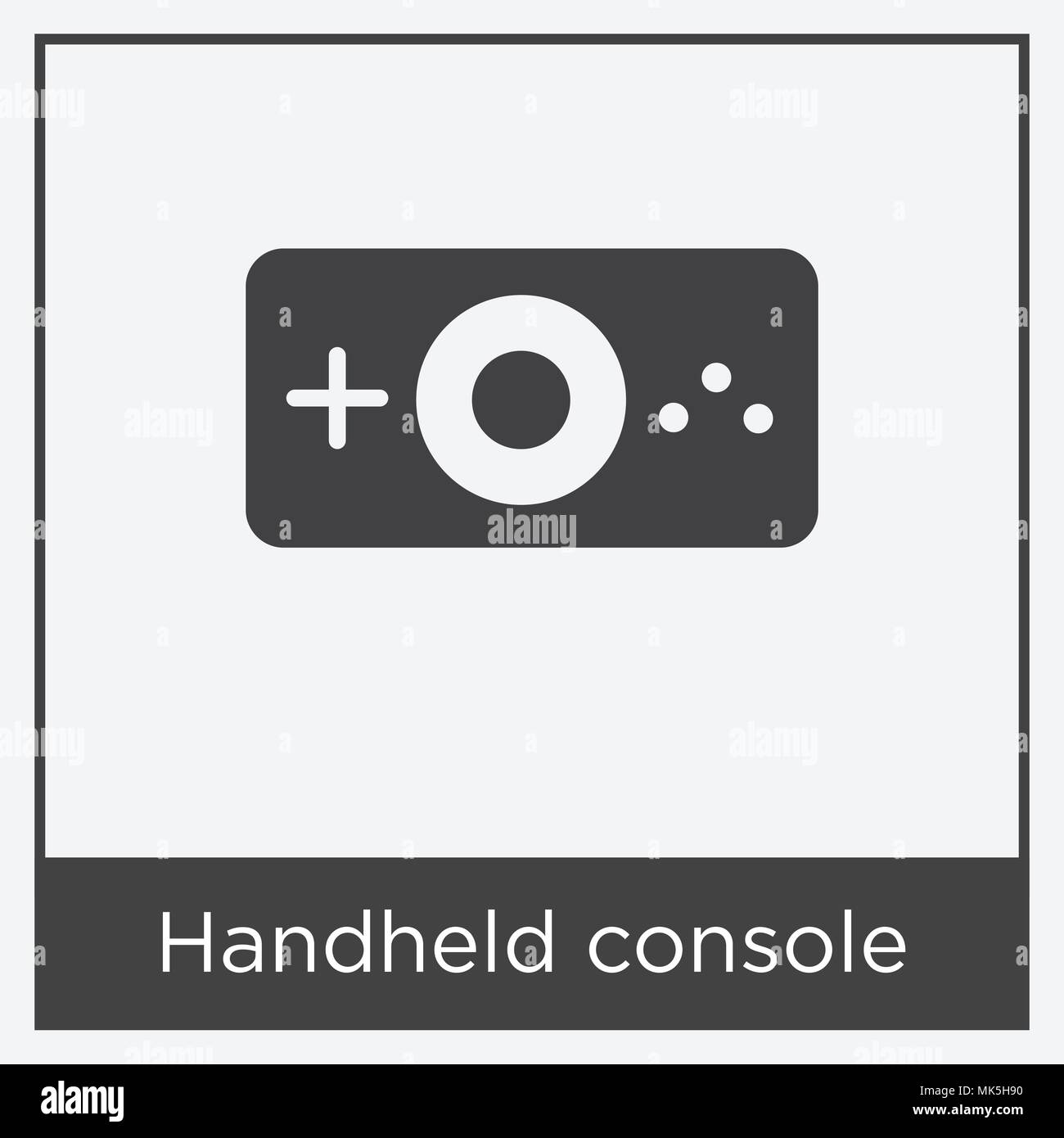 Handheld console icon isolated on white background with gray frame ...