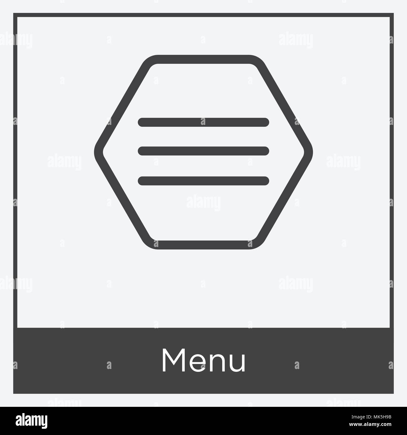 Menu icon isolated on white background with gray frame, sign and symbol ...