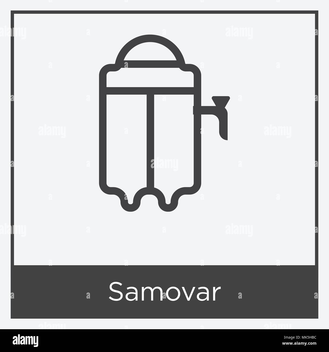 Samovar icon isolated on white background with gray frame, sign and ...