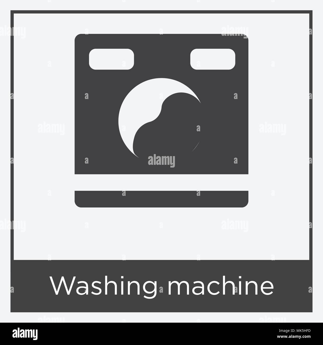 Washing machine icon isolated on white background with gray frame, sign ...