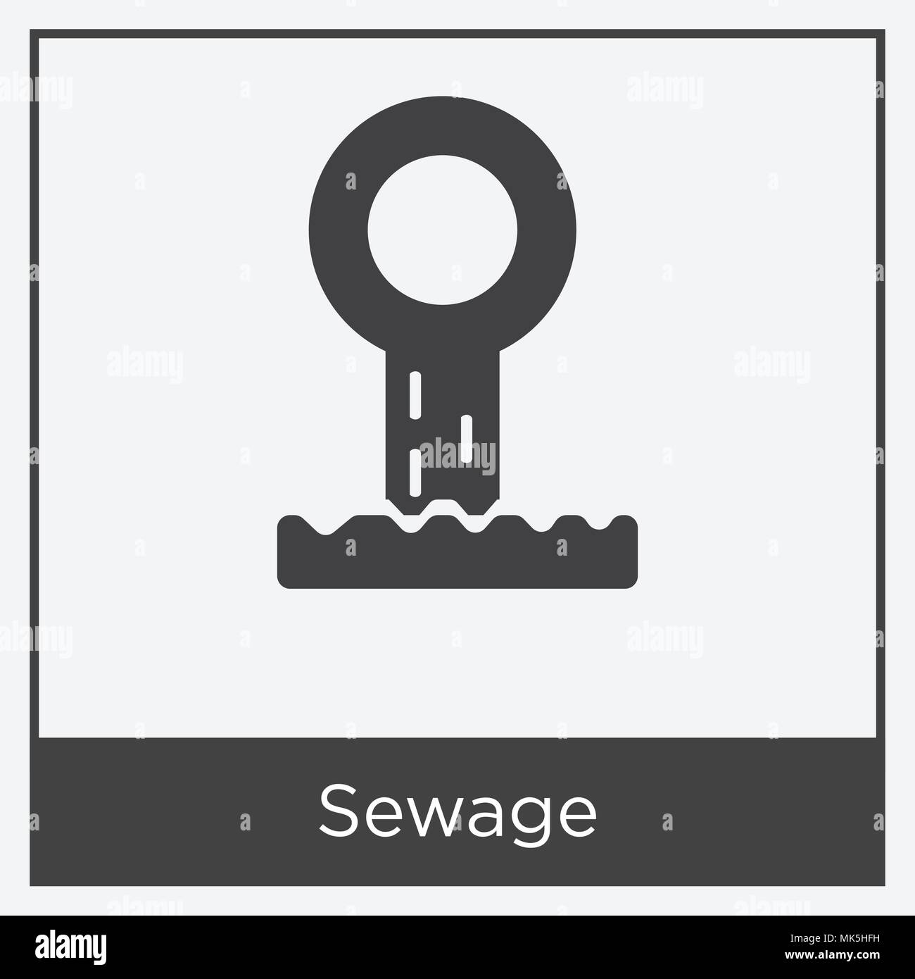Sewage icon isolated on white background with gray frame, sign and ...