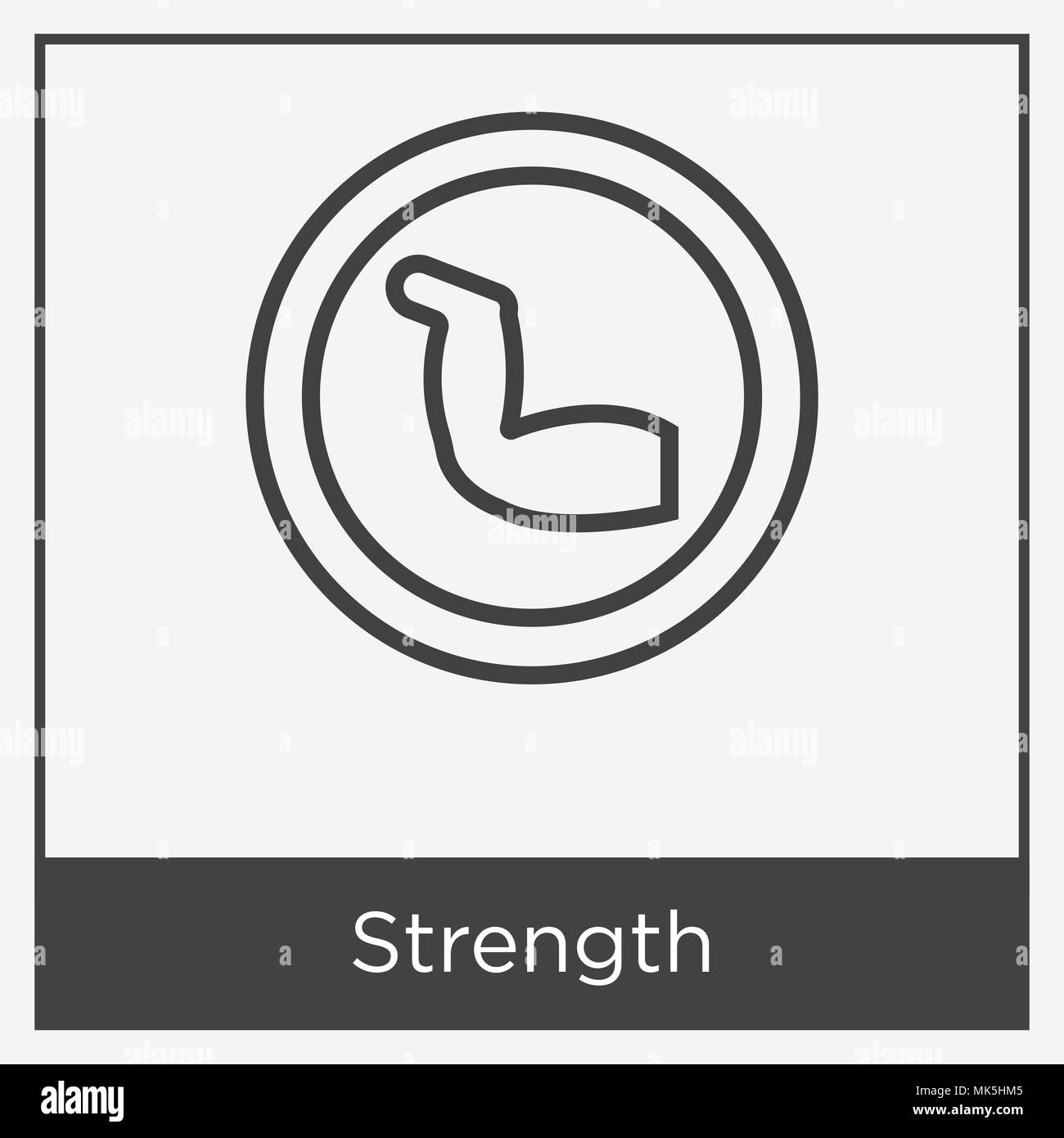Strength icon isolated on white background with gray frame, sign and ...
