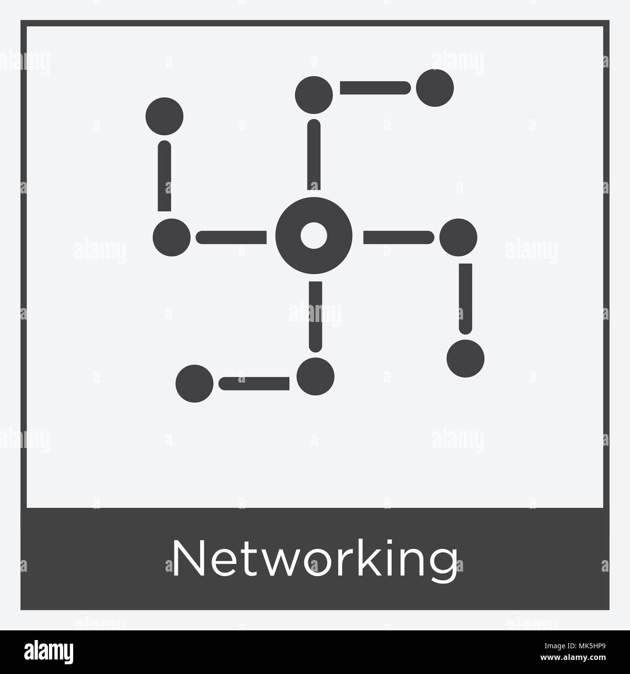 Networking icon isolated on white background with gray frame, sign and ...
