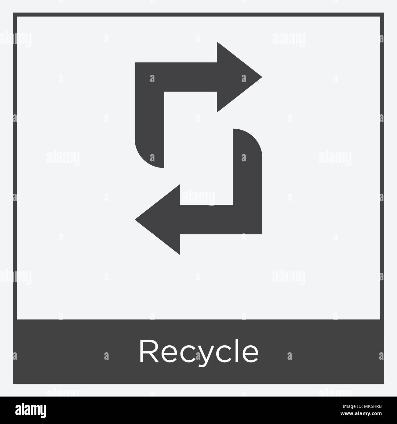 Recycle icon isolated on white background with gray frame, sign and ...