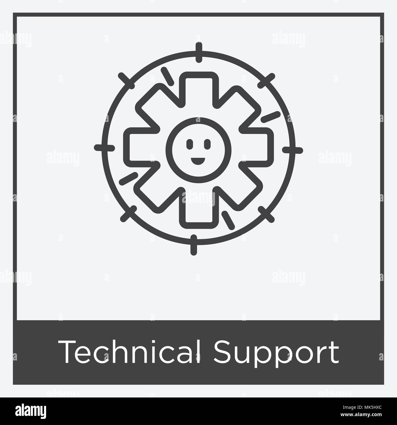 Technical Support icon isolated on white background with gray frame ...