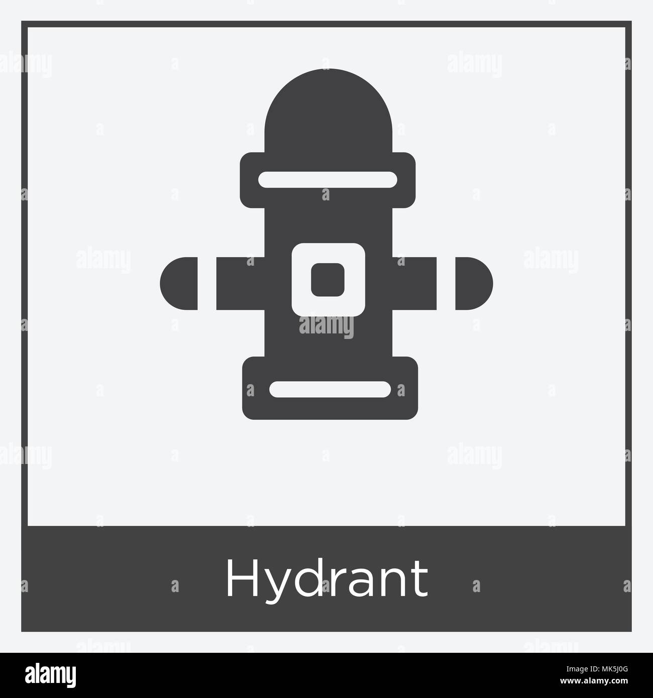 Hydrant icon isolated on white background with gray frame, sign and ...