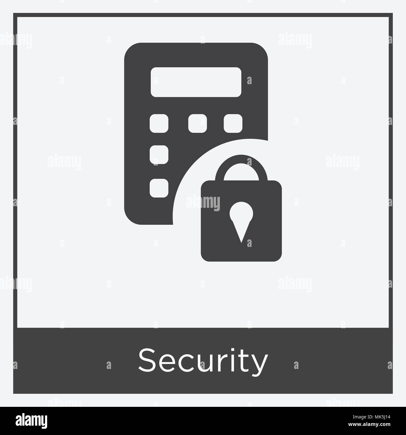 Security icon isolated on white background with gray frame, sign and ...