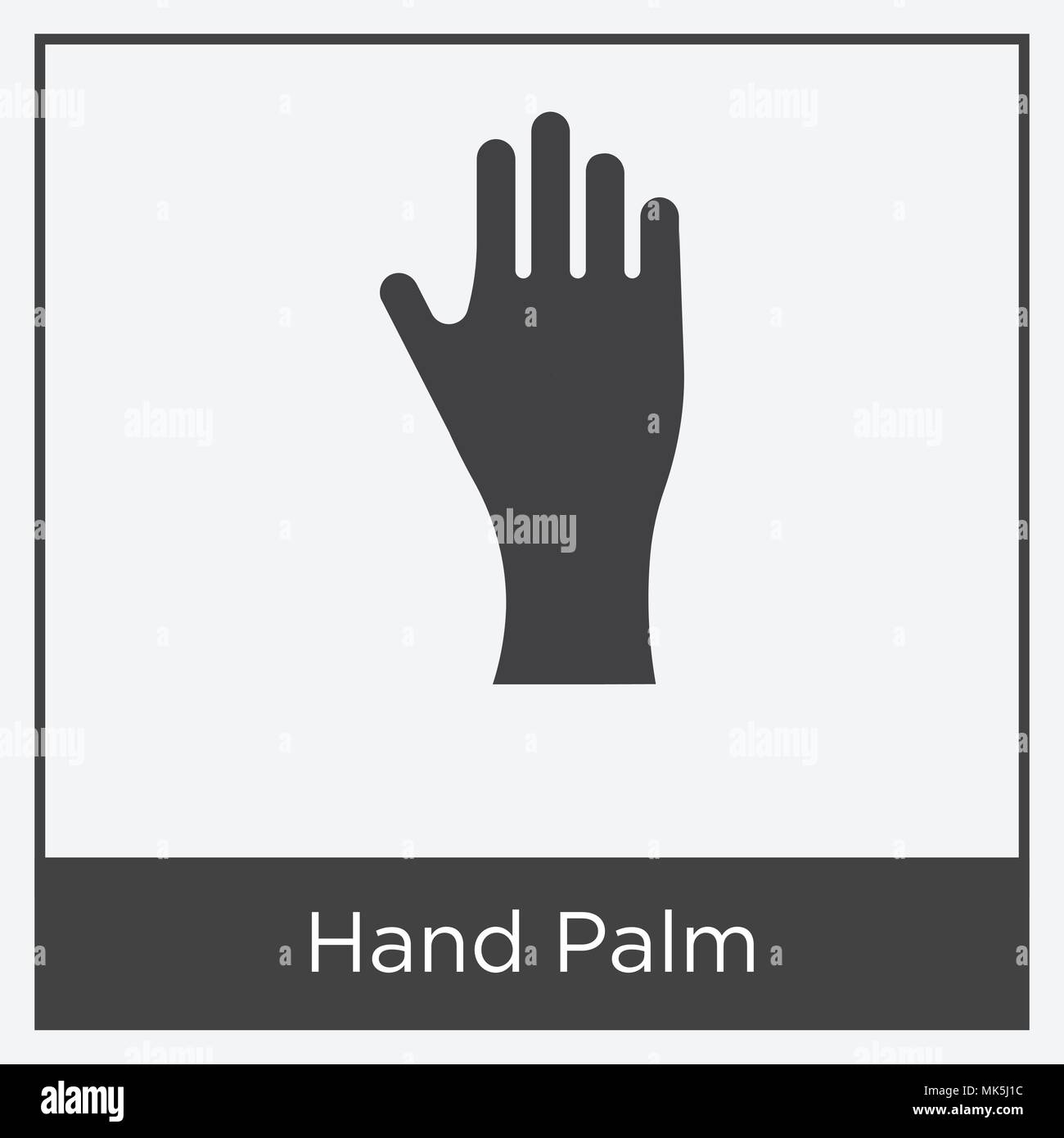 Hand Palm icon isolated on white background with gray frame, sign and ...