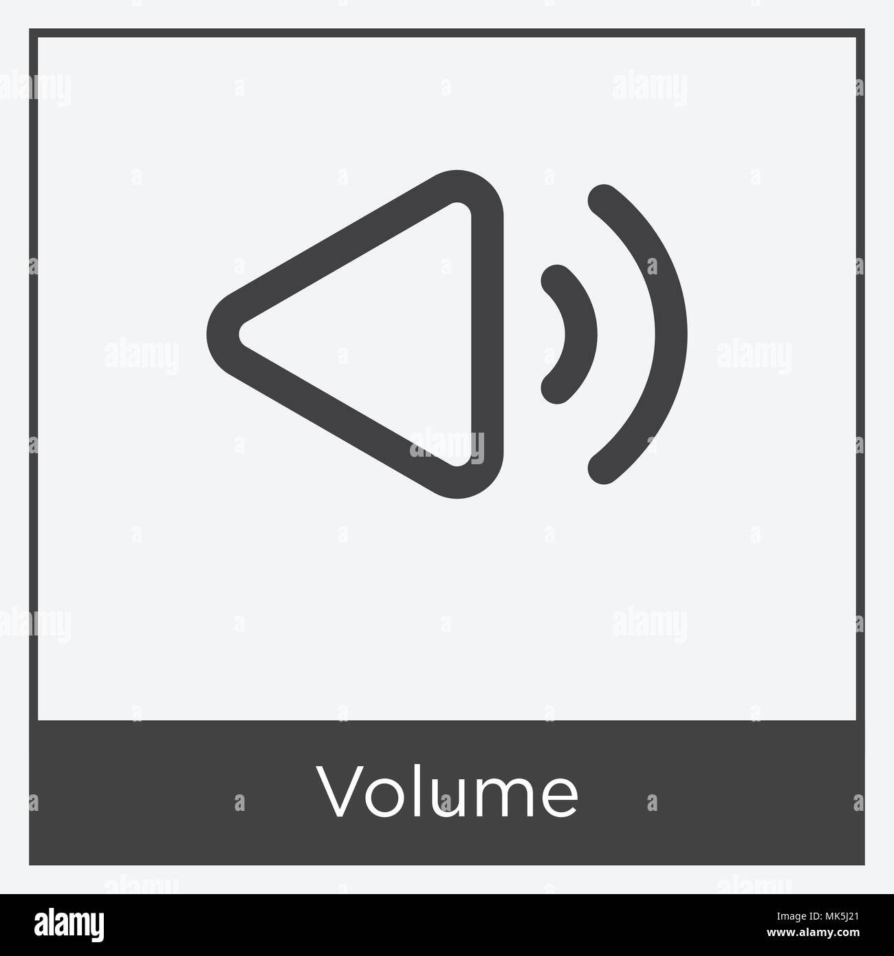 Volume icon isolated on white background with gray frame, sign and ...