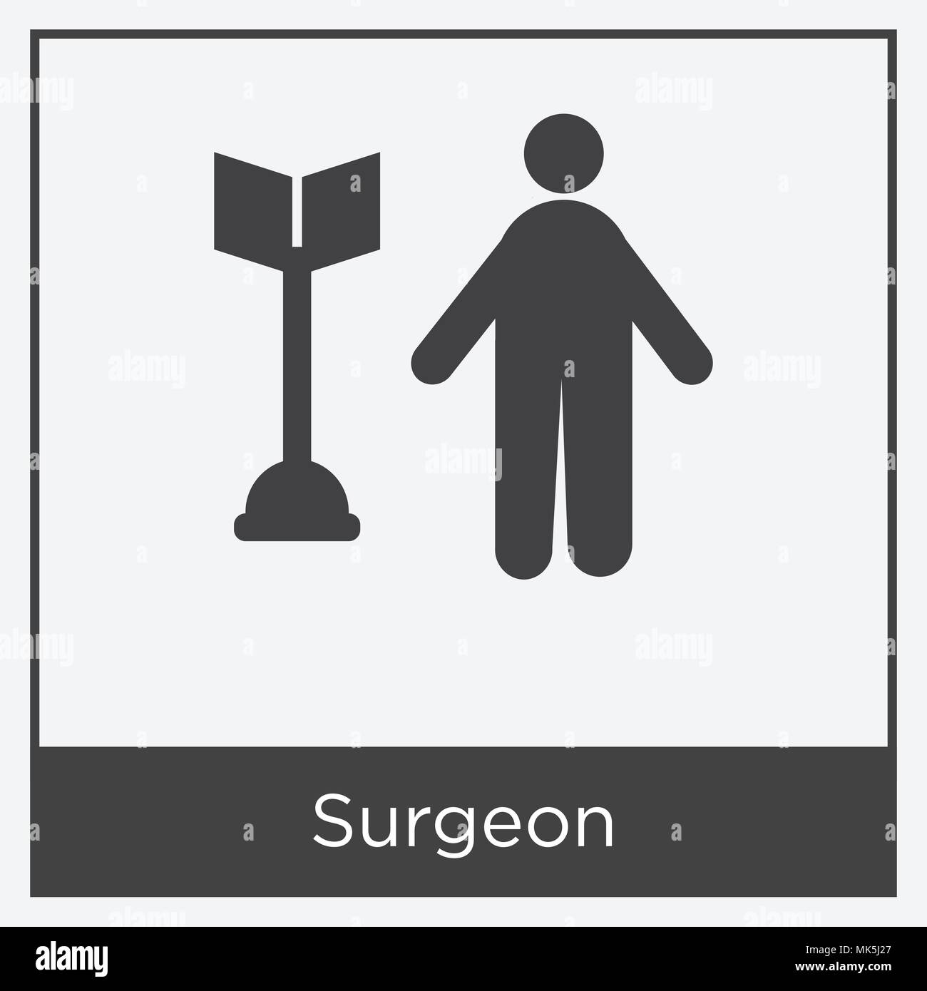 Surgeon icon isolated on white background with gray frame, sign and ...