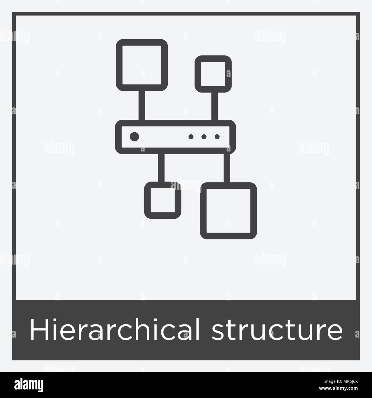 Hierarchical structure icon isolated on white background with gray frame, sign and symbol Stock ...