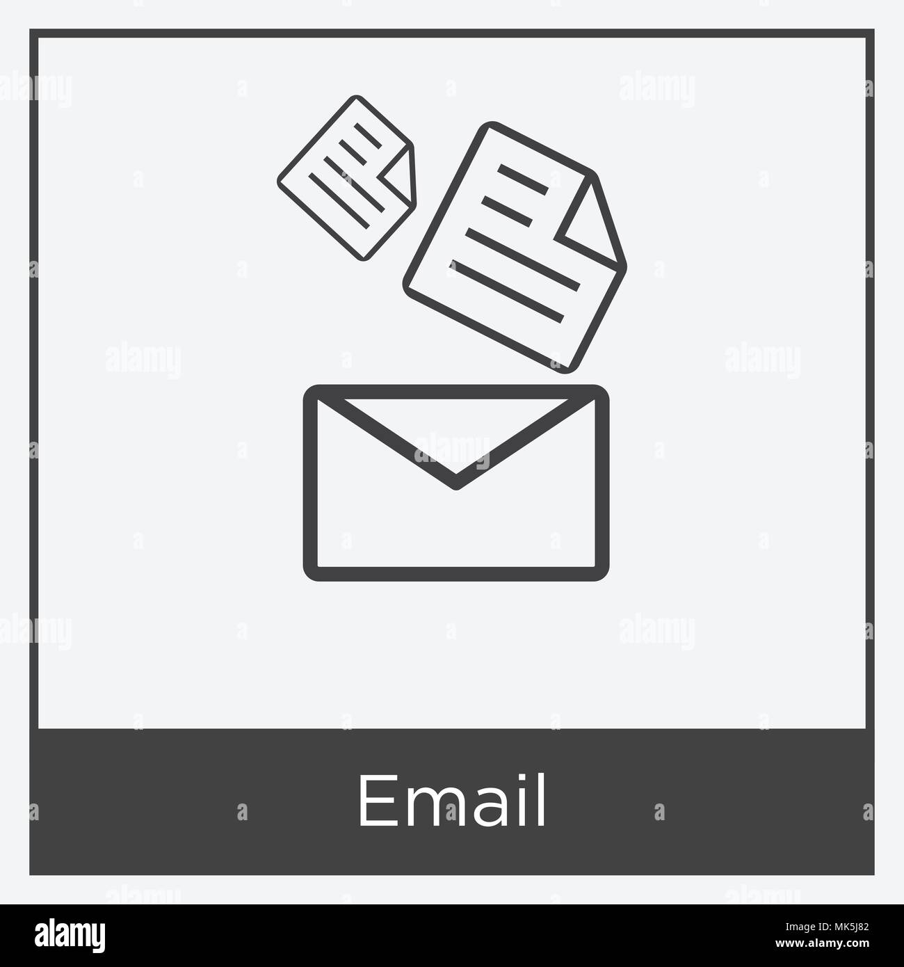Email icon isolated on white background with gray frame, sign and ...