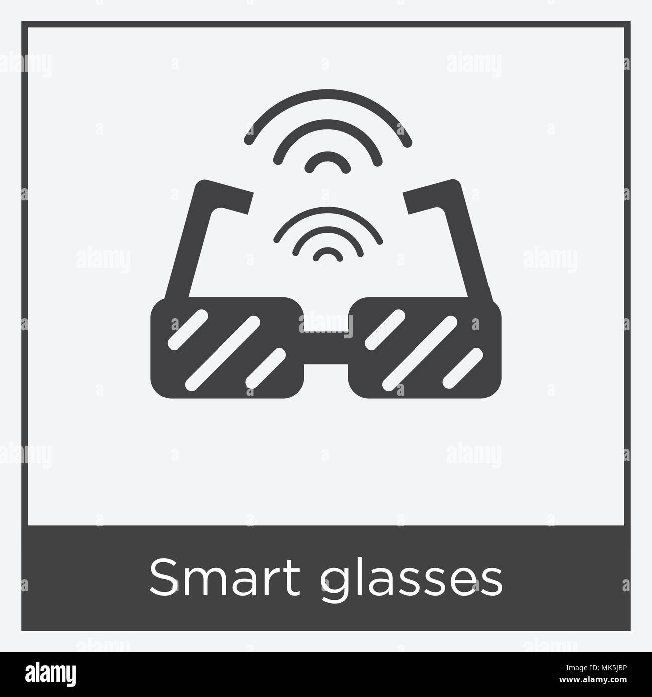 Smart glasses icon isolated on white background with gray frame, sign ...