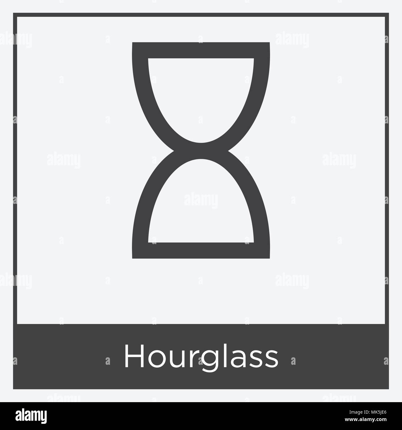 Hourglass icon isolated on white background with gray frame, sign and ...