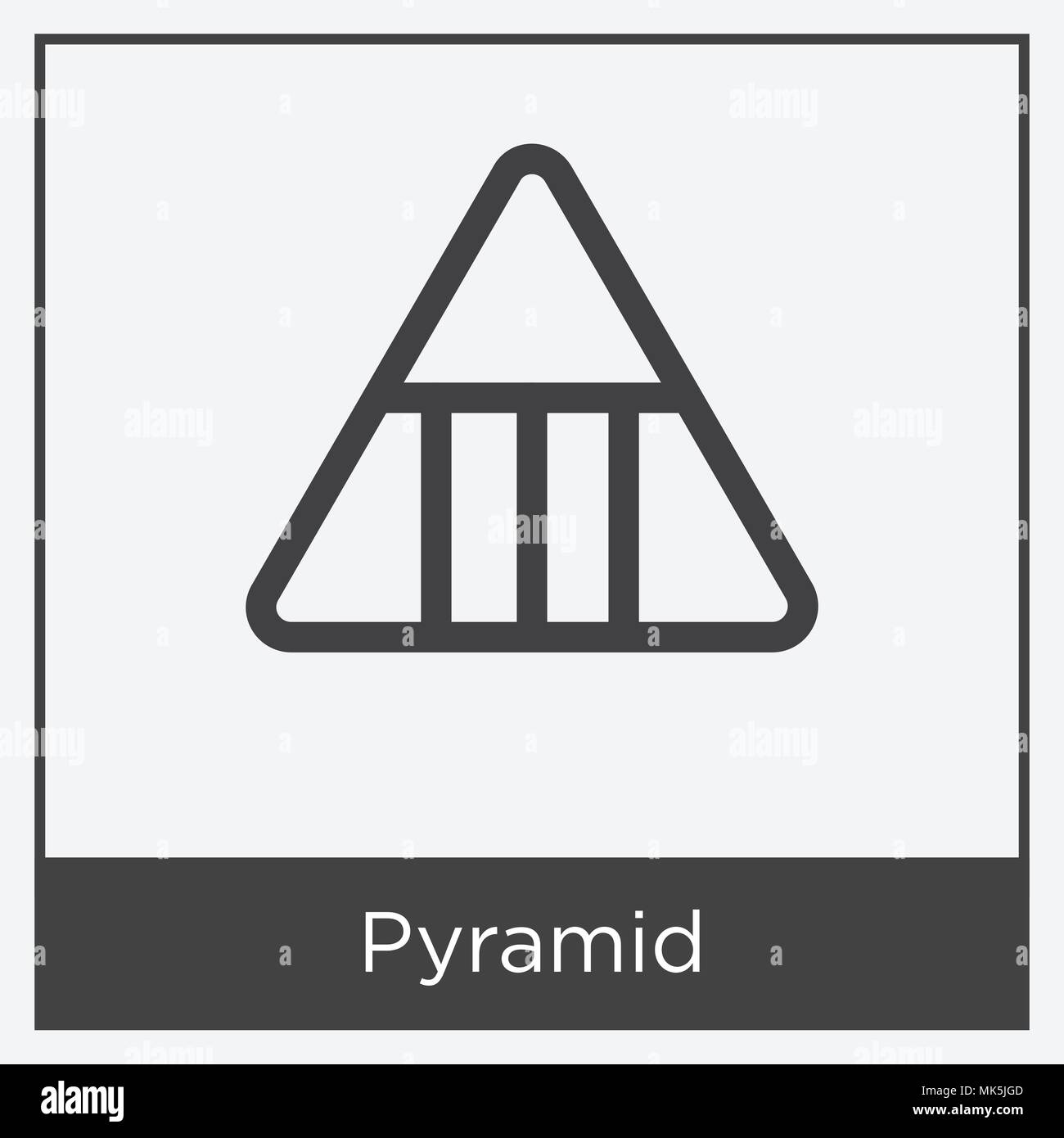 Pyramid icon isolated on white background with gray frame, sign and ...