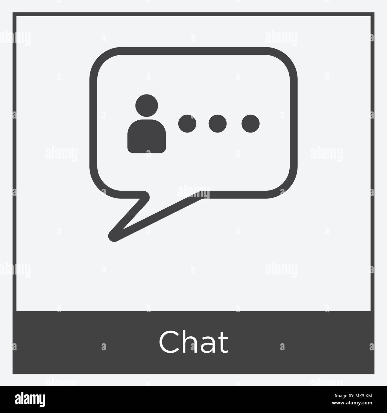 Chat icon isolated on white background with gray frame, sign and symbol ...
