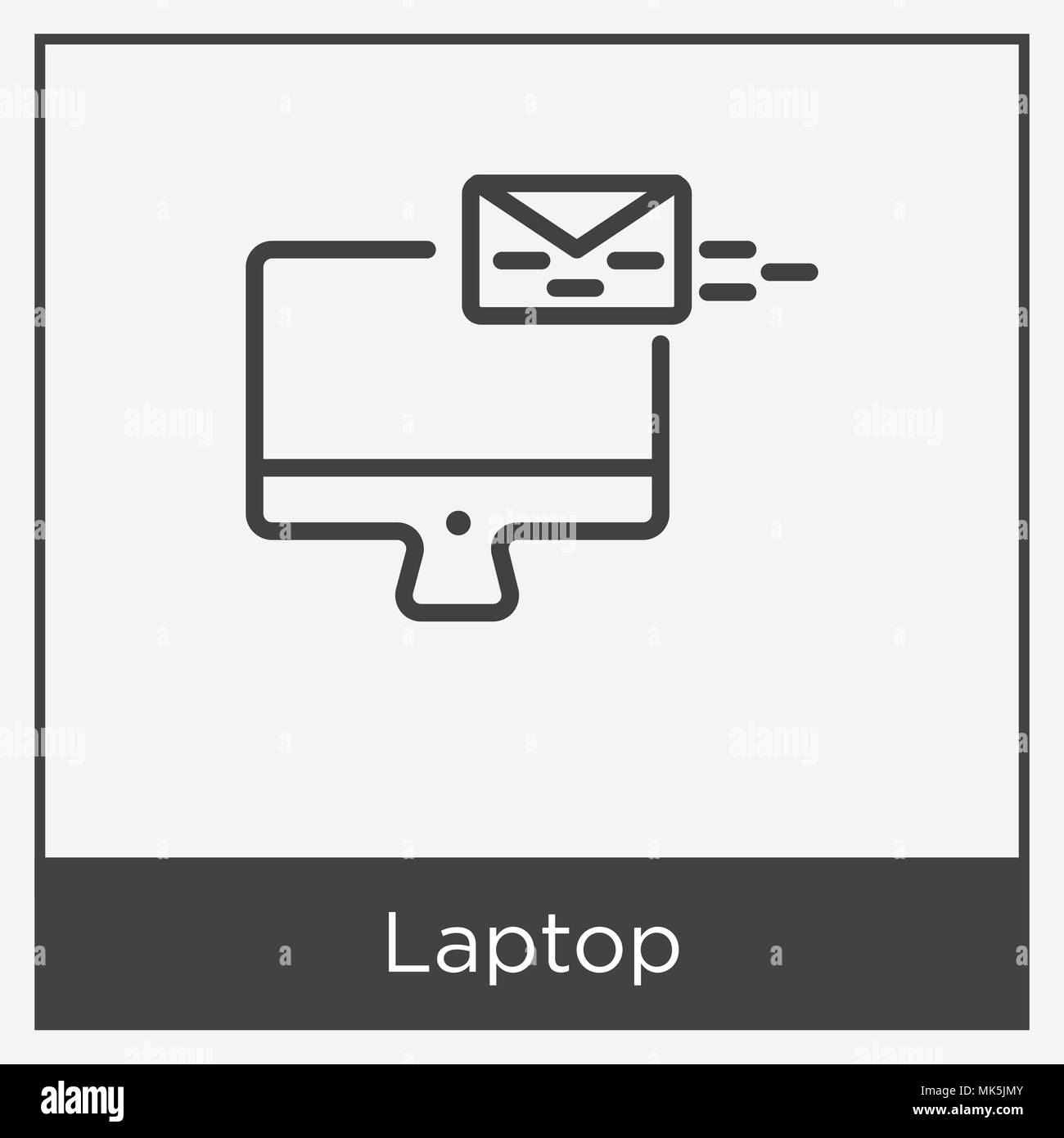 Laptop icon isolated on white background with gray frame, sign and ...
