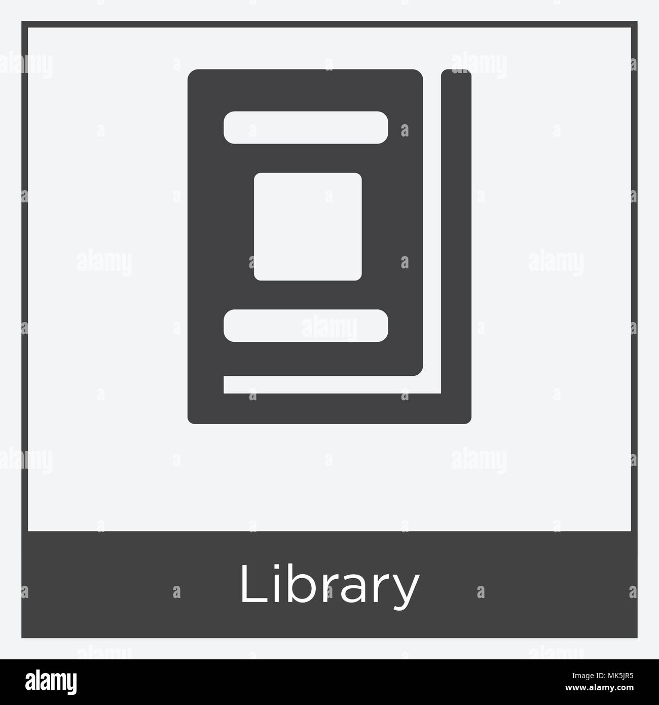 Library icon isolated on white background with gray frame, sign and ...