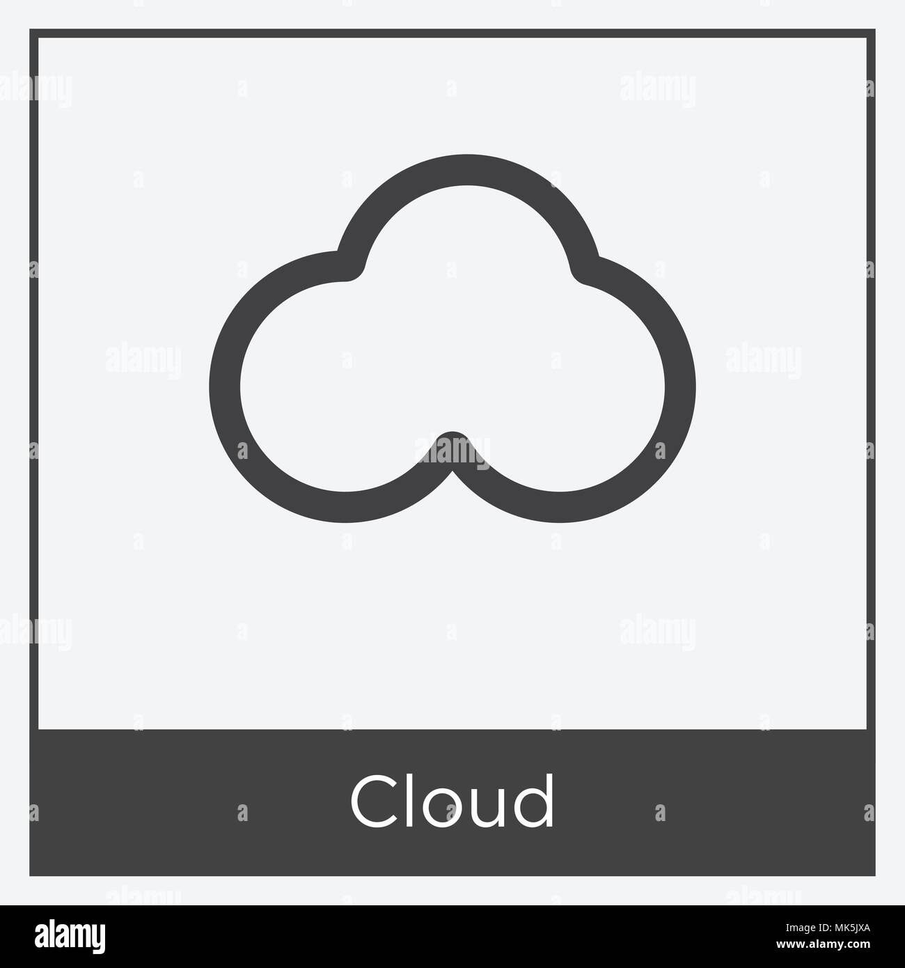 Cloud icon isolated on white background with gray frame, sign and symbol Stock Vector Image ...