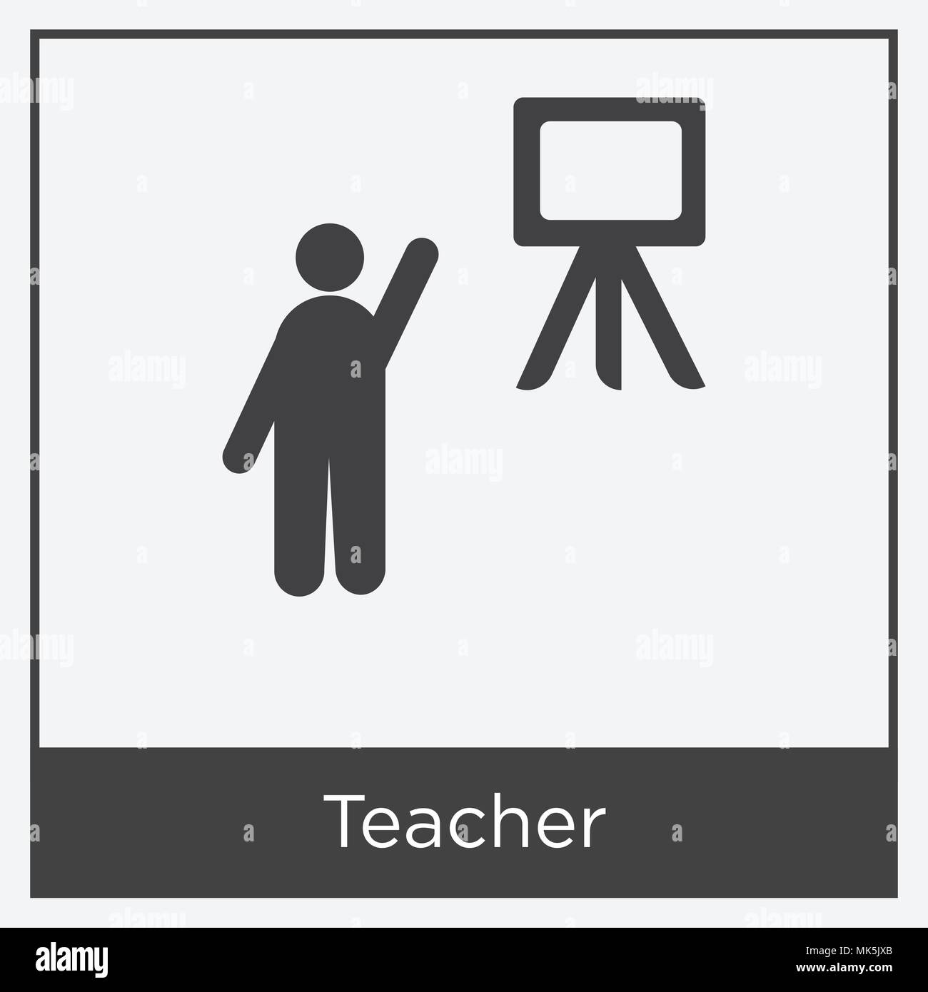 Teacher icon isolated on white background with gray frame, sign and ...