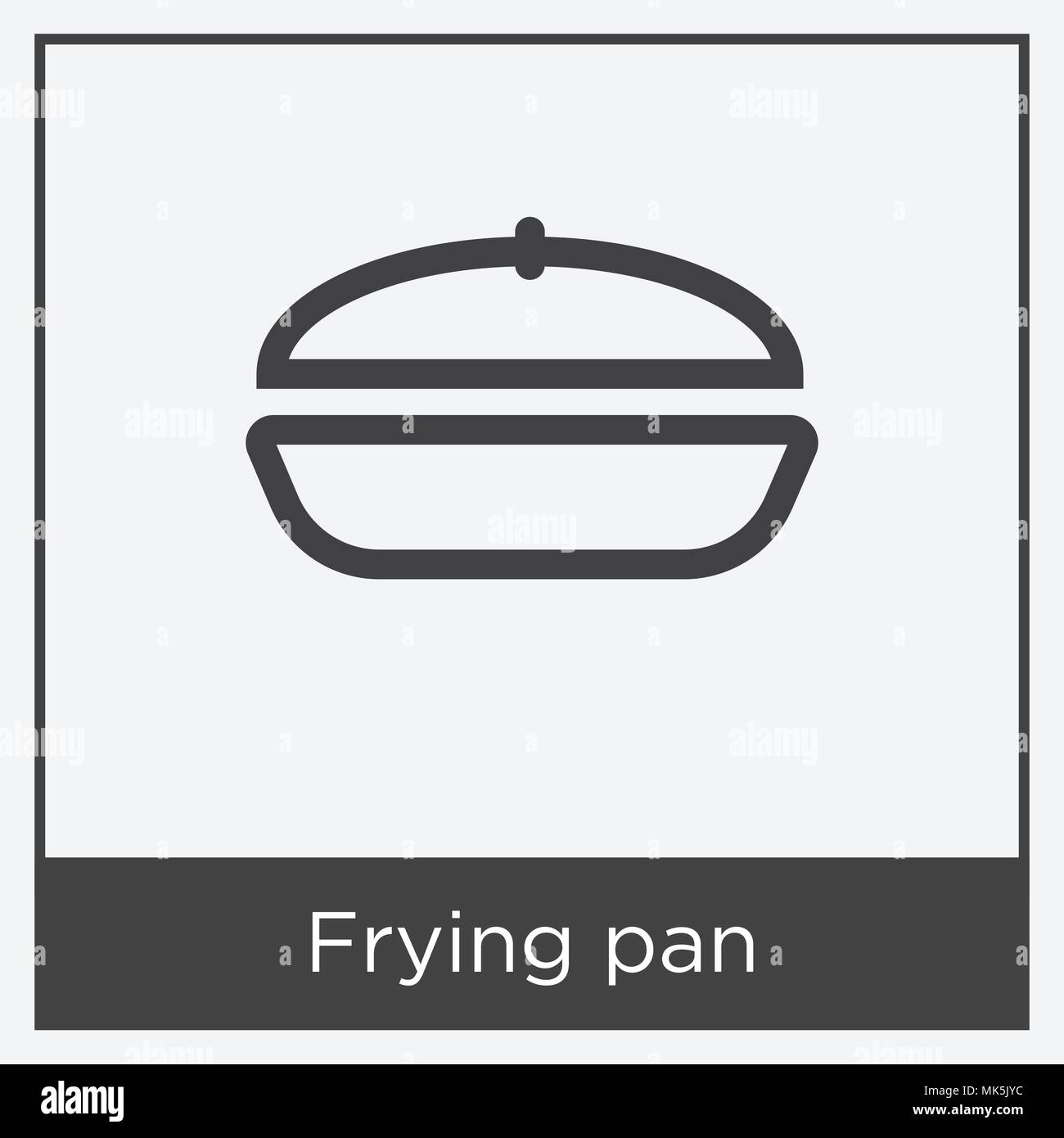 Frying pan icon isolated on white background with gray frame, sign and ...