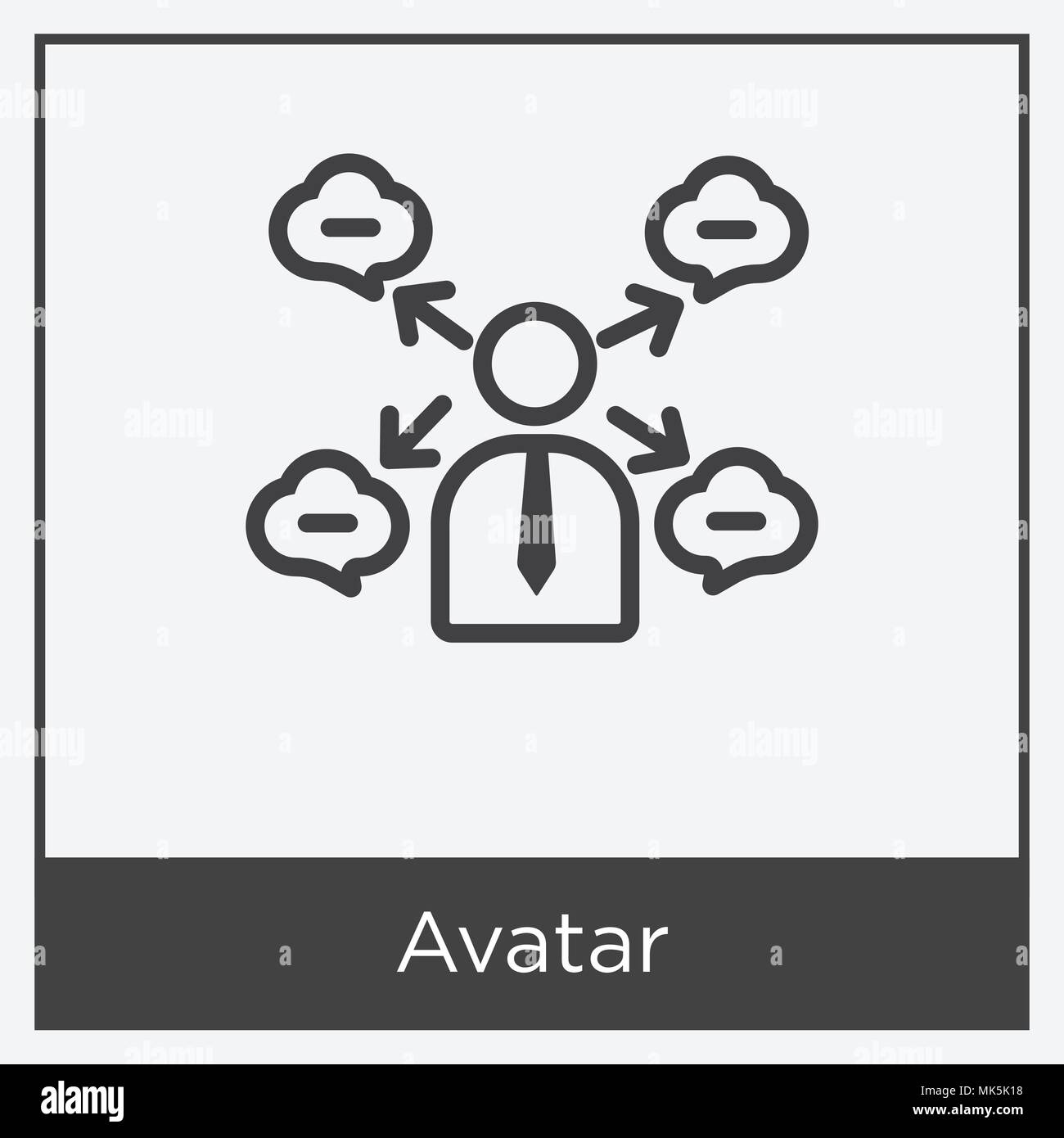 Avatar icon isolated on white background with gray frame, sign and ...