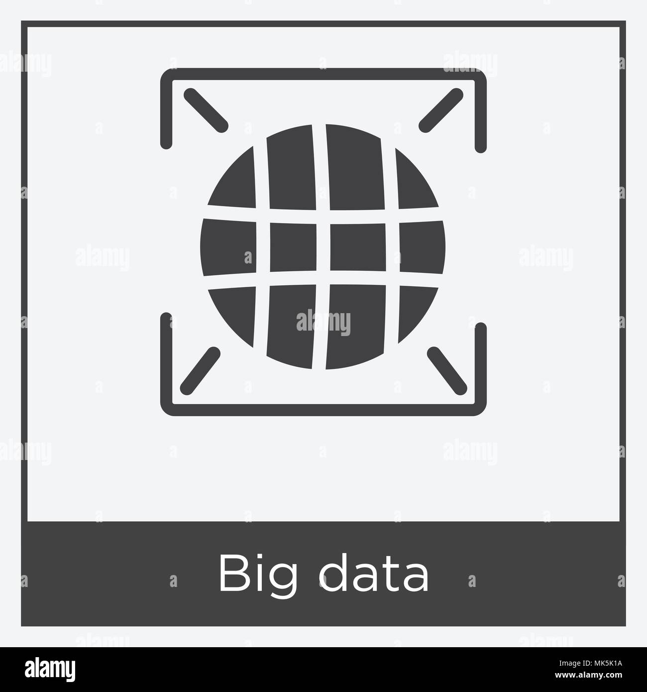 Big data icon isolated on white background with gray frame, sign and ...