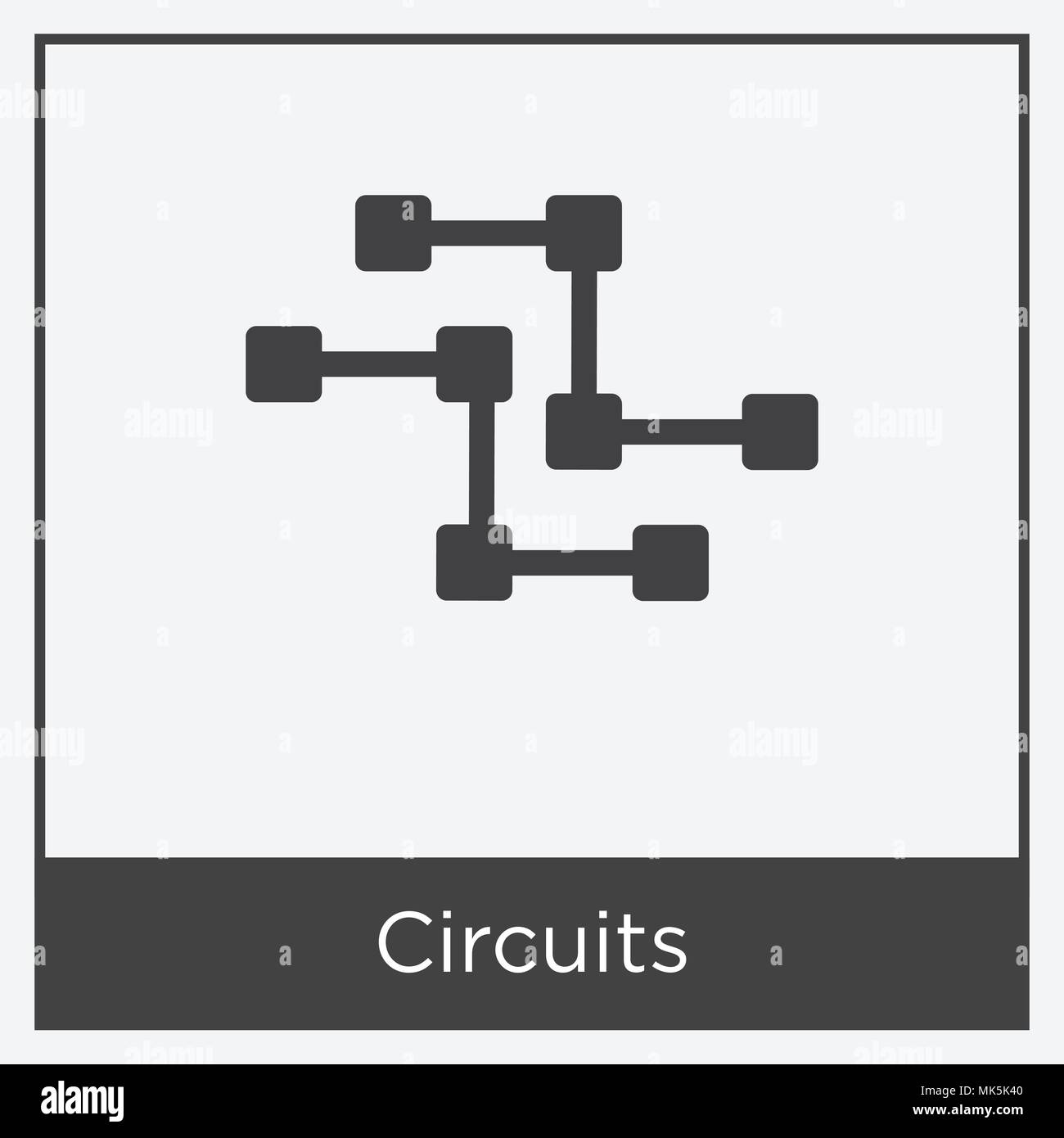 Circuits icon isolated on white background with gray frame, sign and ...