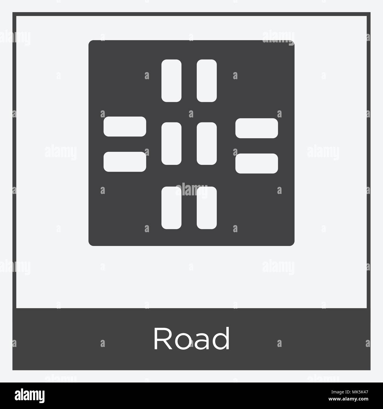 Road icon isolated on white background with gray frame, sign and symbol ...