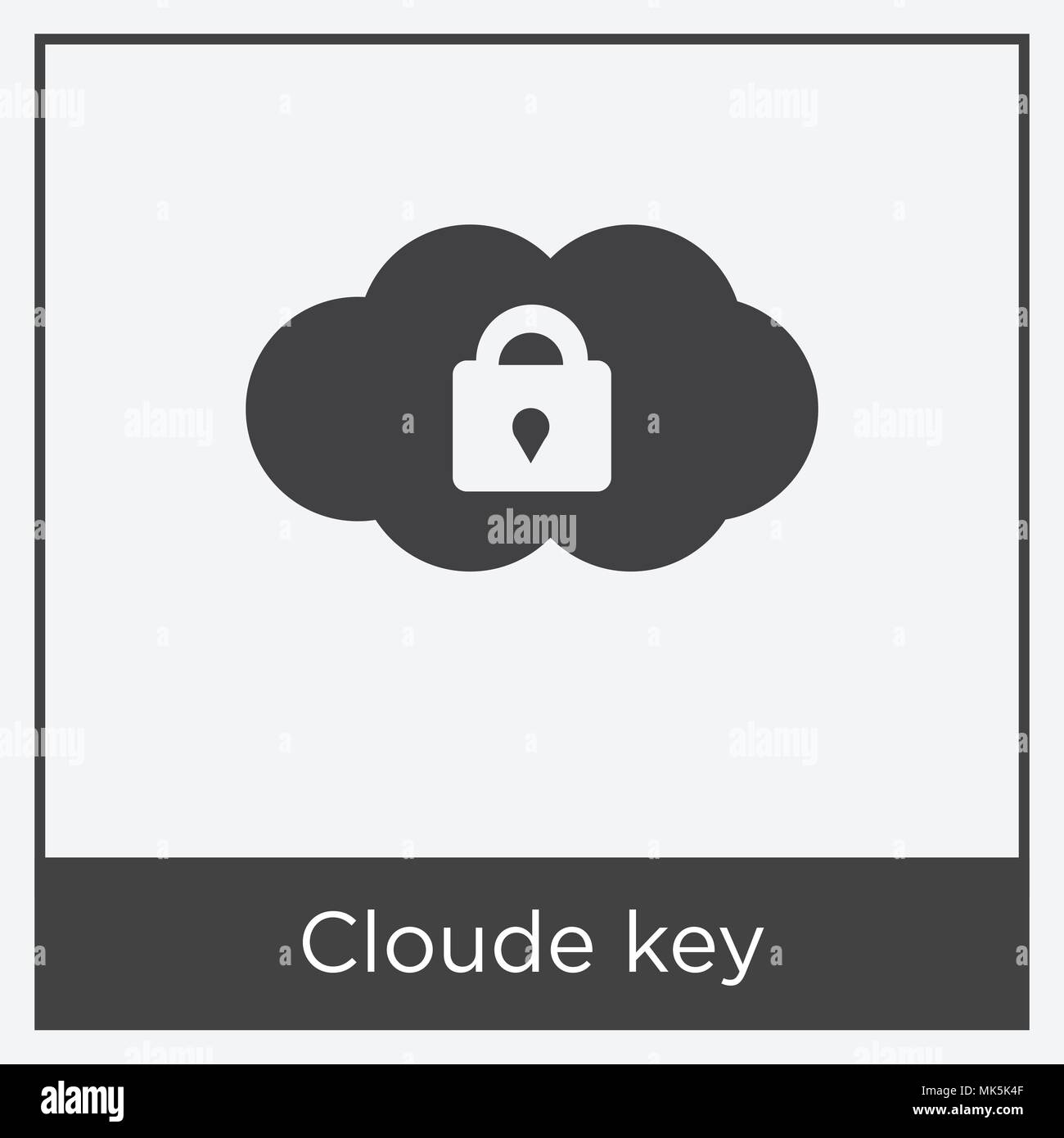 Cloude key icon isolated on white background with gray frame, sign and ...