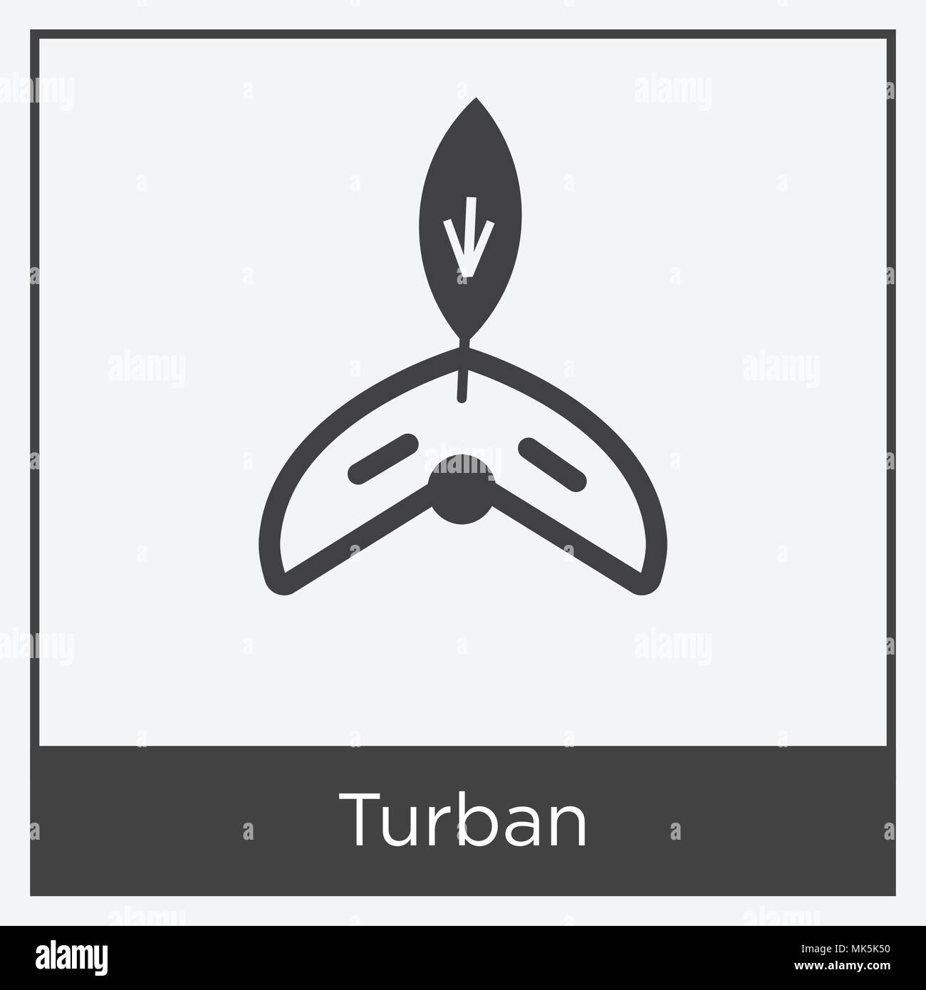 Turban icon isolated on white background with gray frame, sign and ...