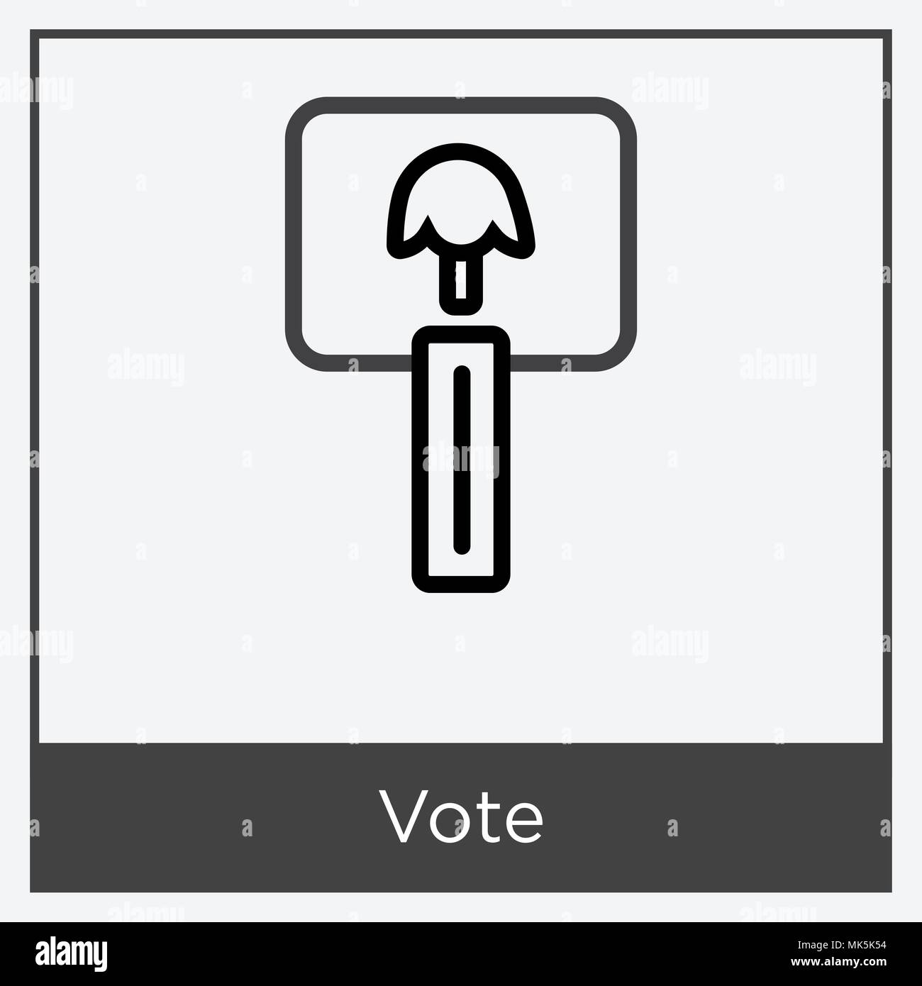 Vote icon isolated on white background with gray frame, sign and symbol ...