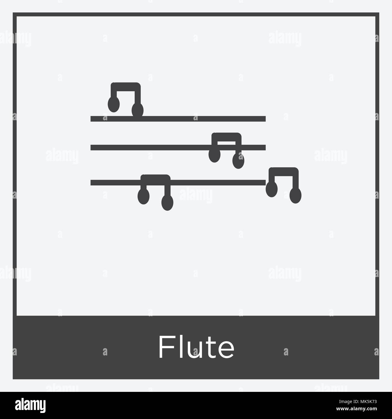 Flute icon isolated on white background with gray frame, sign and ...