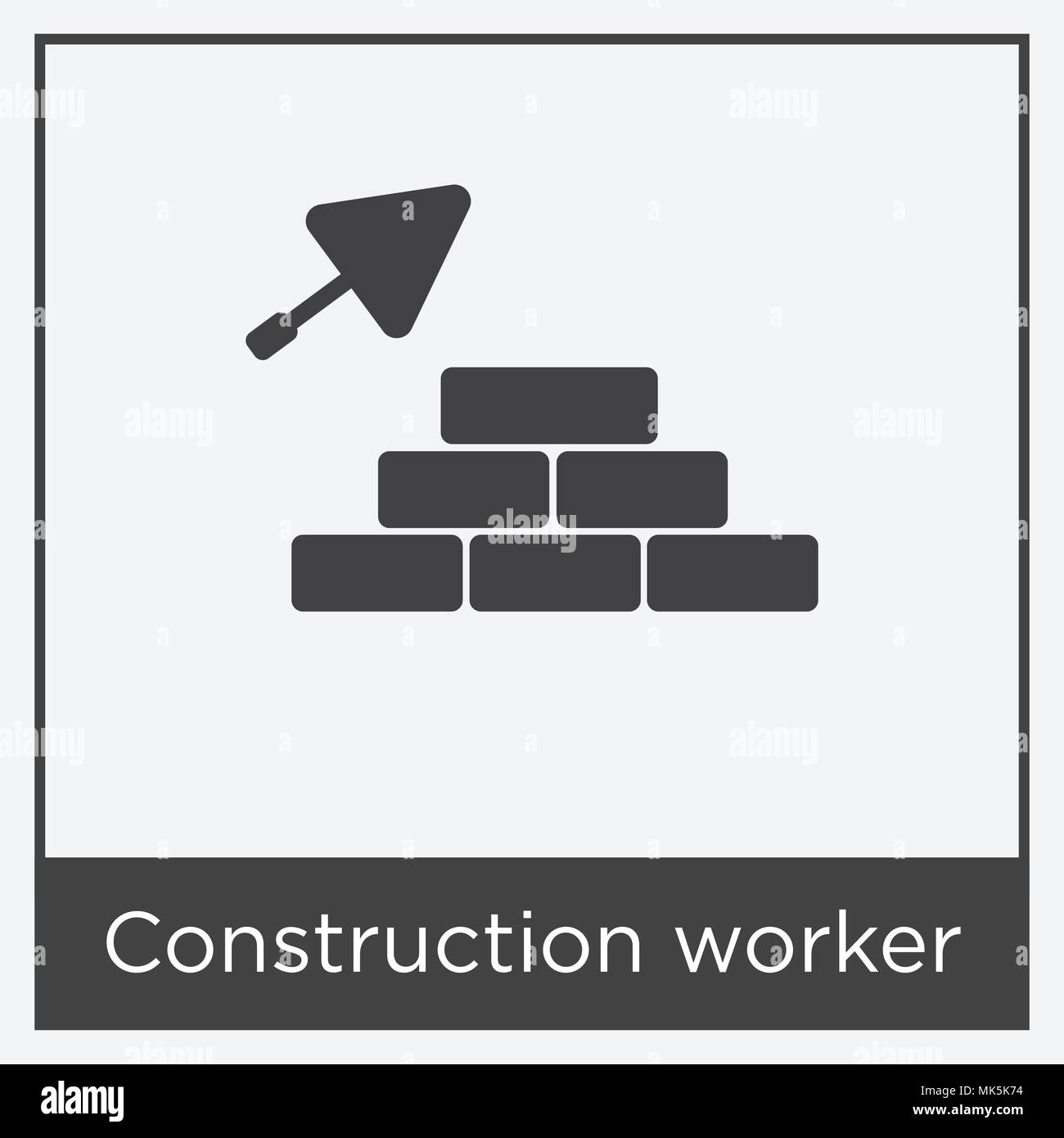 Construction worker icon isolated on white background with gray frame ...