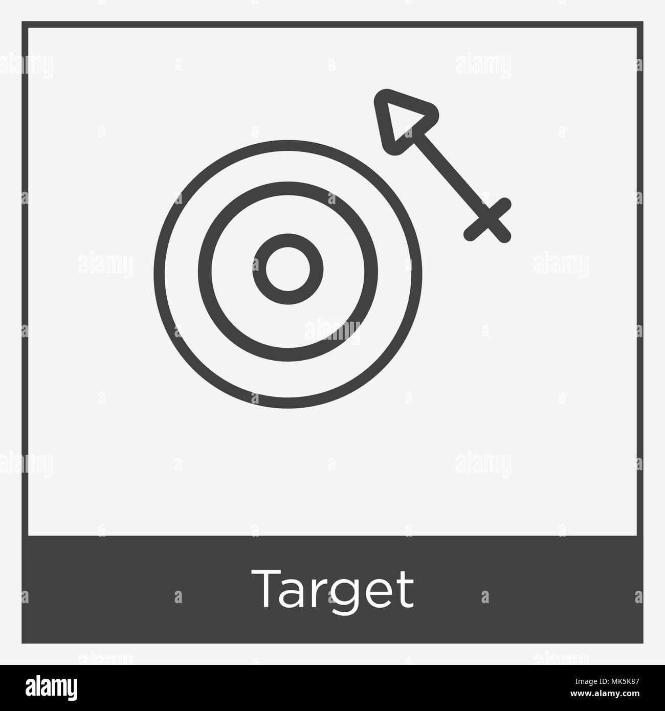 Target icon isolated on white background with gray frame, sign and ...