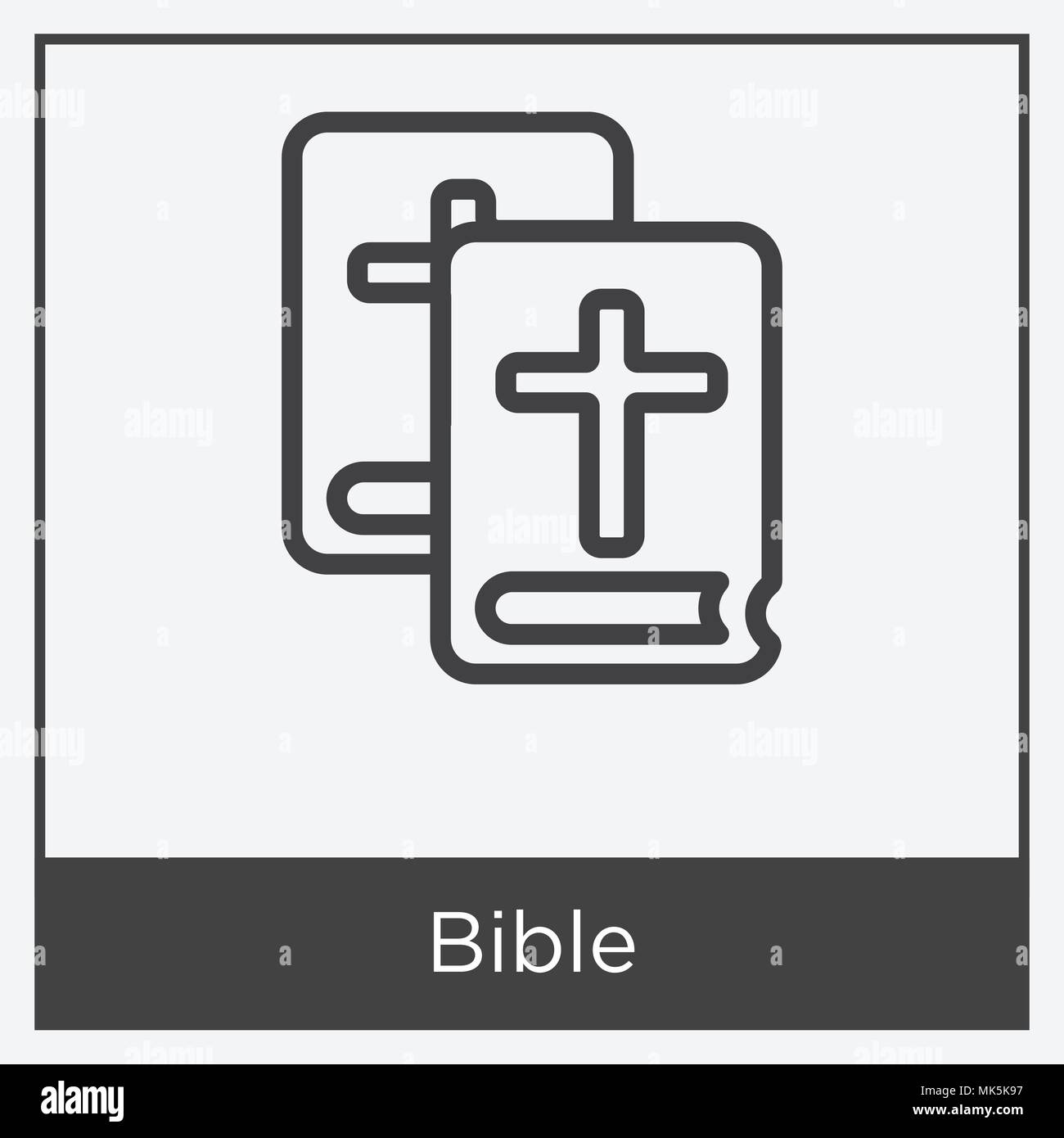 Bible icon isolated on white background with gray frame, sign and ...
