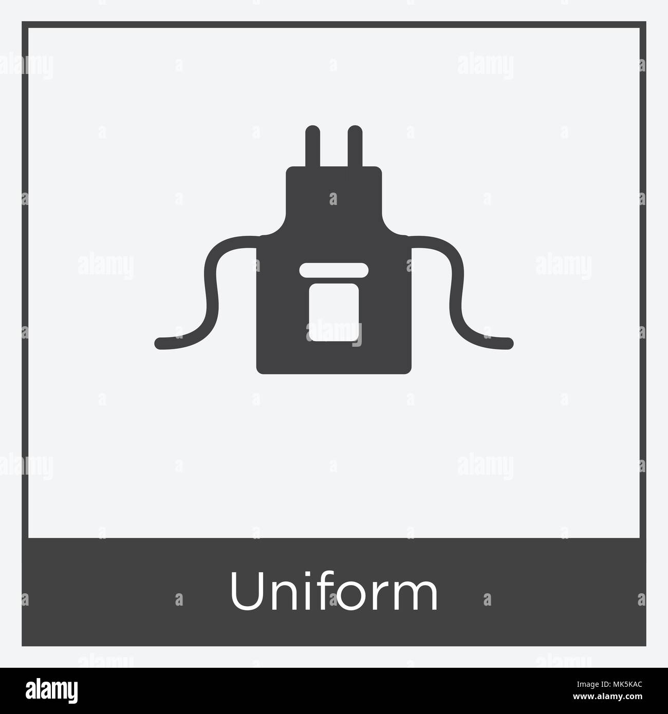 Uniform icon isolated on white background with gray frame, sign and ...