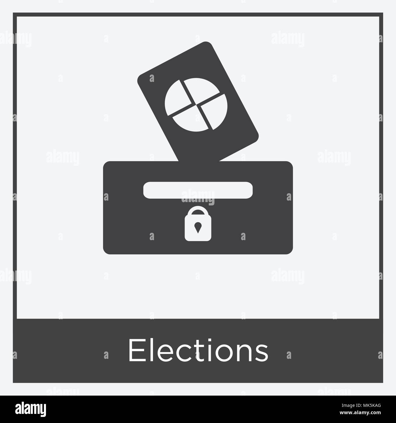 Elections icon isolated on white background with gray frame, sign and ...