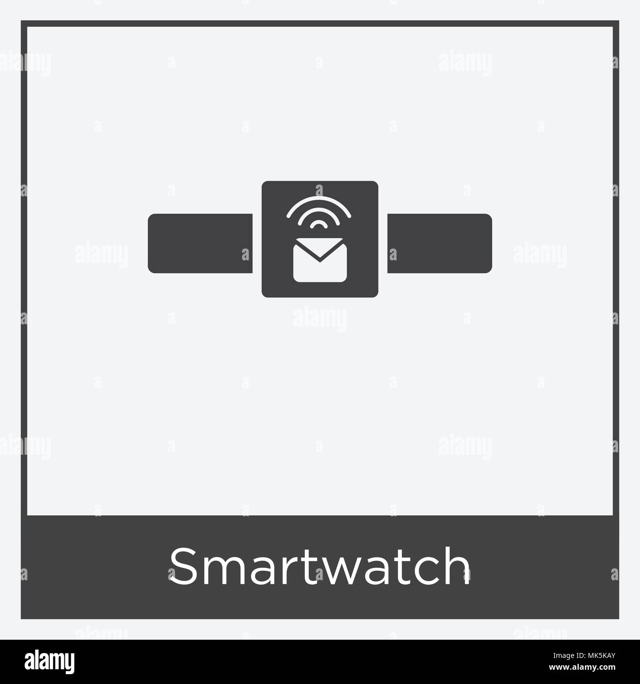 Smartwatch icon isolated on white background with gray frame, sign and ...