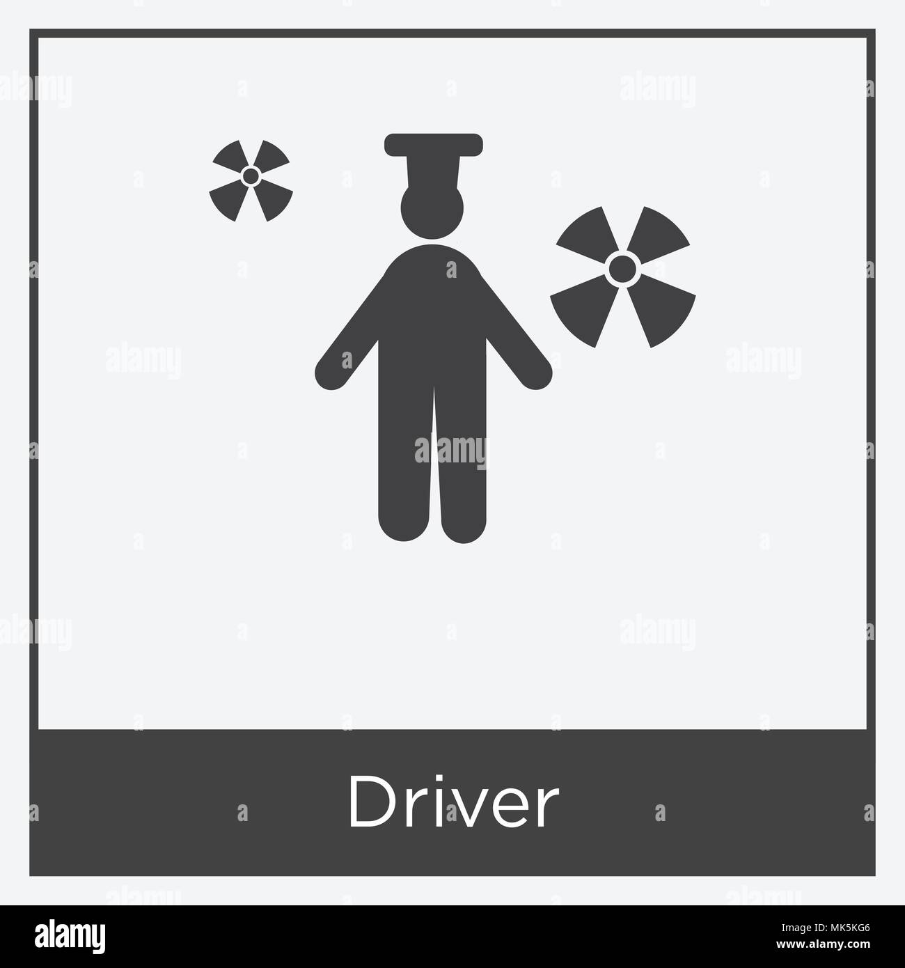 Driver icon isolated on white background with gray frame, sign and ...