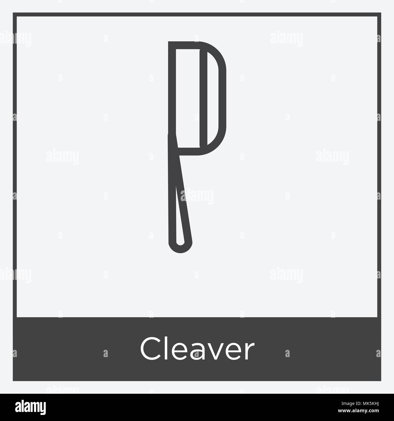 Cleaver icon isolated on white background with gray frame, sign and ...