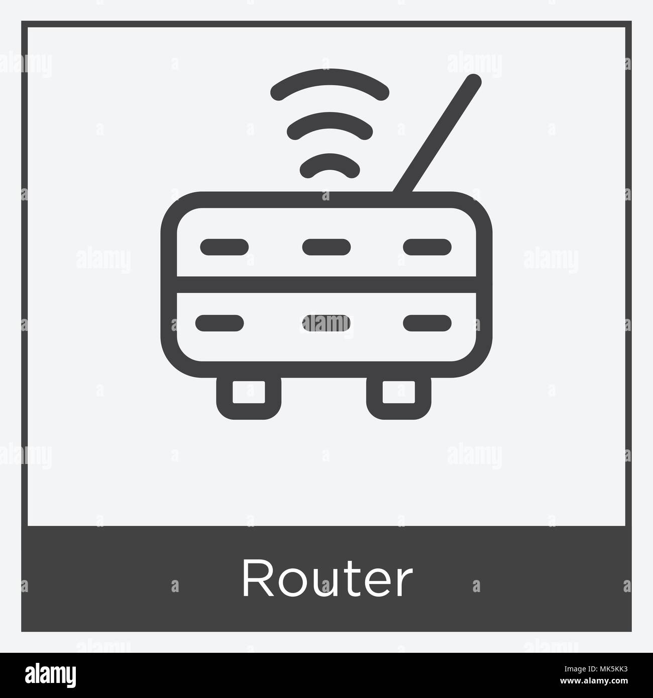 Router icon isolated on white background with gray frame, sign and ...