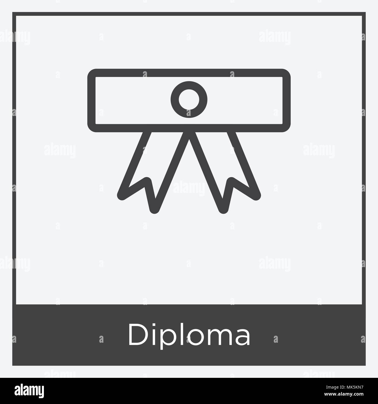 Diploma icon isolated on white background with gray frame, sign and ...