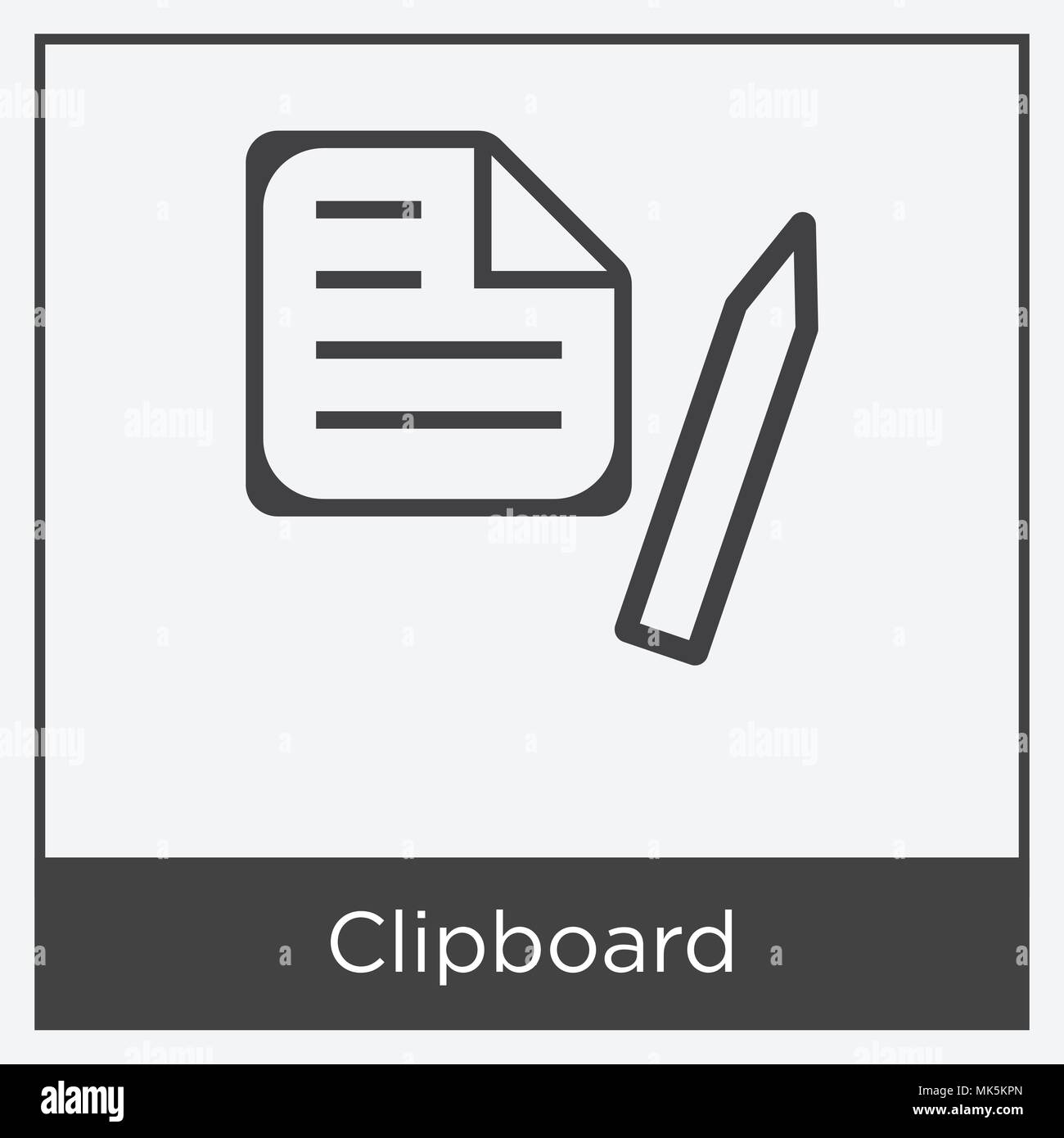 Clipboard icon isolated on white background with gray frame, sign and ...